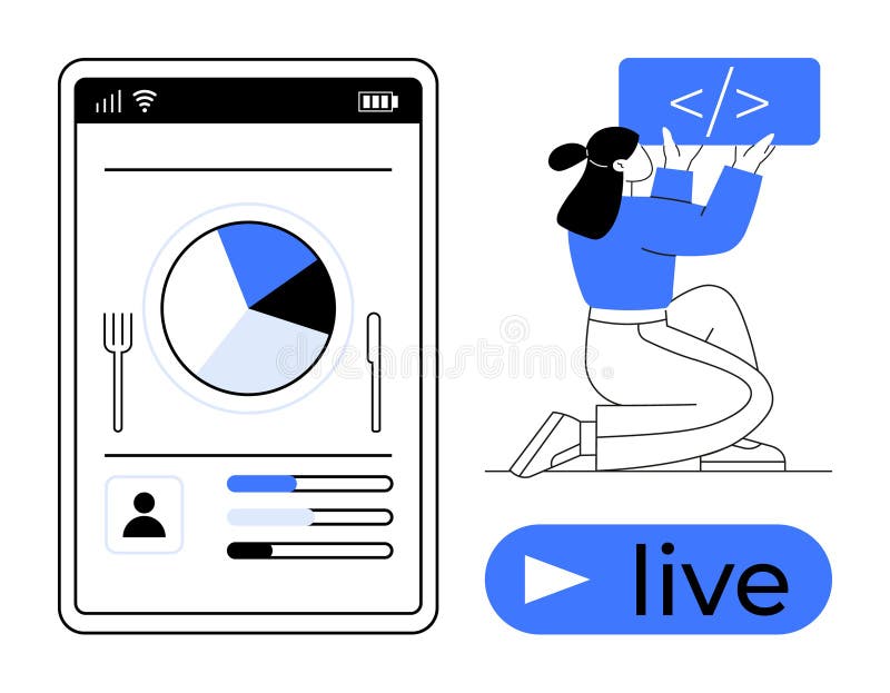 Female Coder Showcasing Programming Elements Stock Illustrations – 1 ...