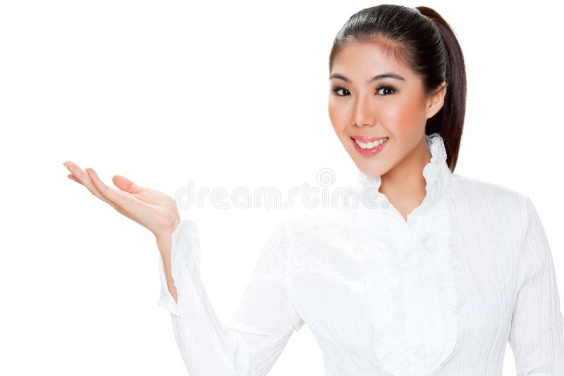 Woman presenting with hand stock photo. Image of clean - 9159652