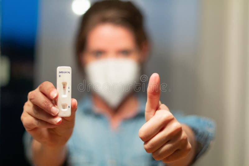 Woman is Presenting a Negative Self-test Stock Image - Image of home ...