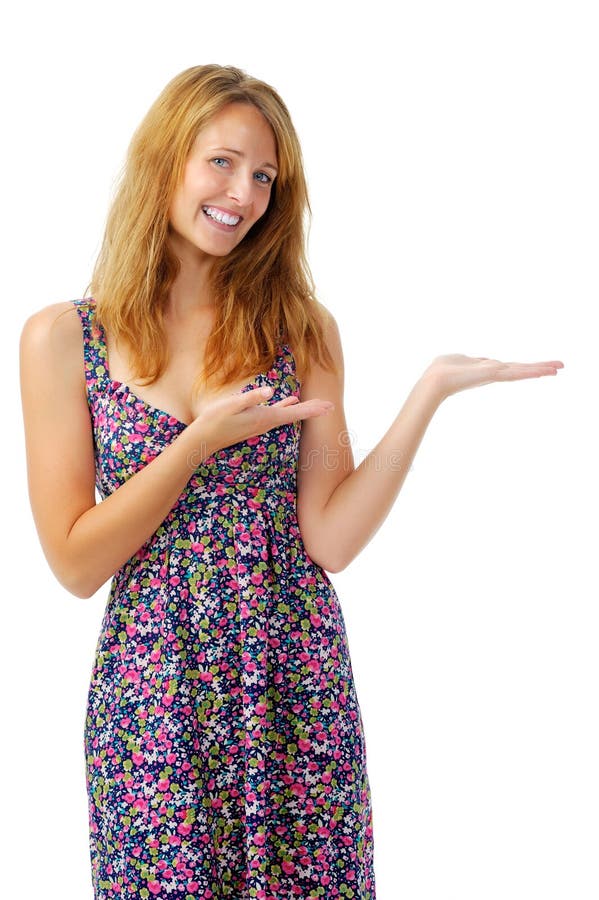 Woman Presenting or Showing Stock Image - Image of carefree, ginger ...