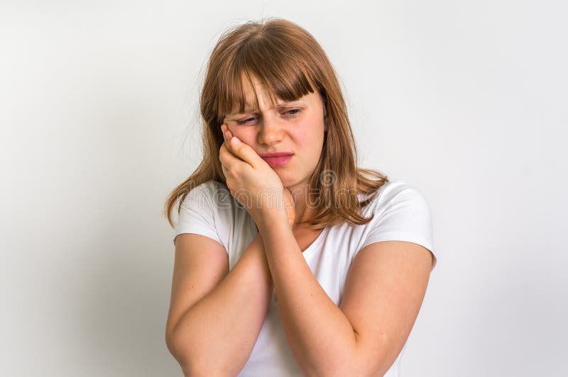 Woman Pressing Her Cheek, she is Having Toothache Stock Image - Image ...