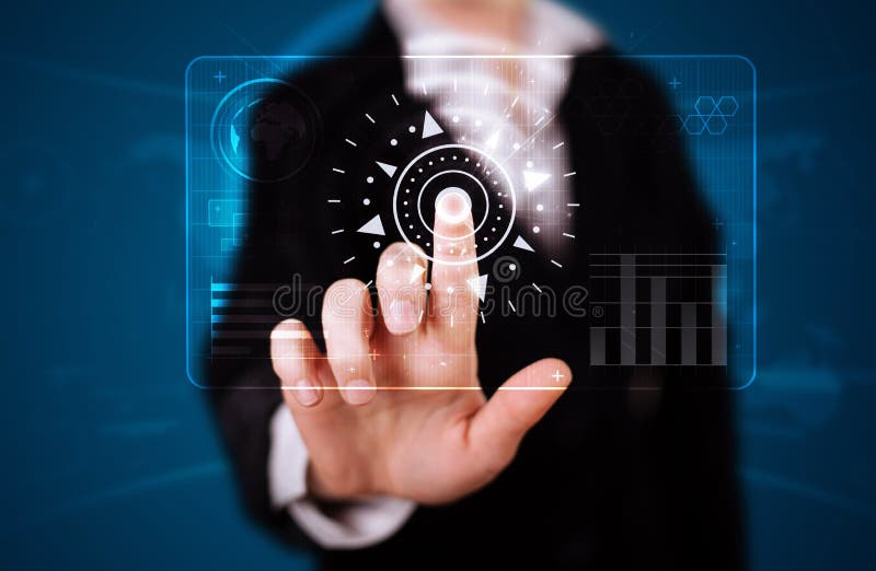 Man Pressing High Tech Type of Modern Buttons Stock Photo - Image of ...