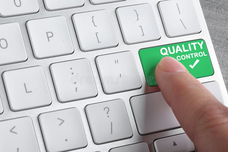 Woman Pressing Quality Control Button on Computer Keyboard Stock Photo ... Woman Pressing Quality Control Button on Computer Keyboard Stock Photo ...