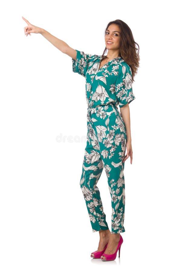 Woman Pressing Virtual Button Isolated Stock Photo - Image of happy ...