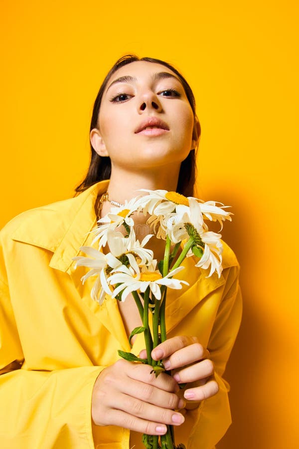Smile Woman Portrait Model Happiness Young Flower Day Yellow Pretty