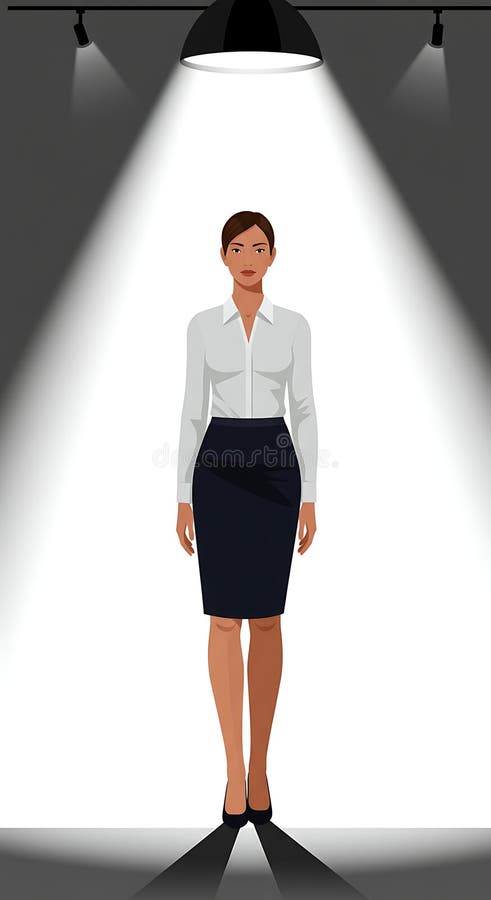 Professional Woman Standing Under Spotlight for Presentation Stock ...