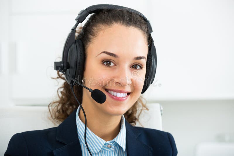 Professional Call Center Agent at Work Stock Image - Image of confident ...