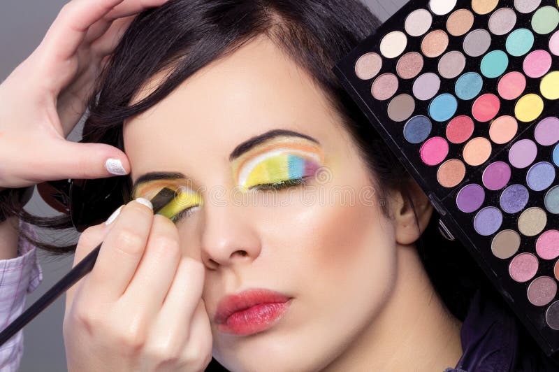 Beauty Fashion Portrait of Beautiful Woman with Colorful Abstract ...