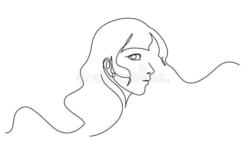 Woman Profile Oneline stock illustration. Illustration of clear - 328609556