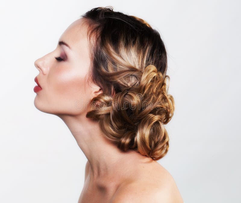 Beauty Young Woman Profile Portrait Stock Photo - Image of isolated ...