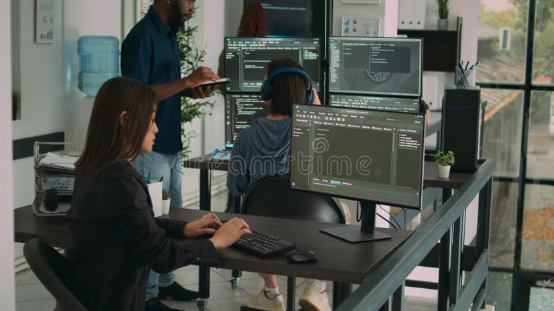 Woman Programer Typing Source Code on Computer Keyboard Stock Footage - Video of computing ...