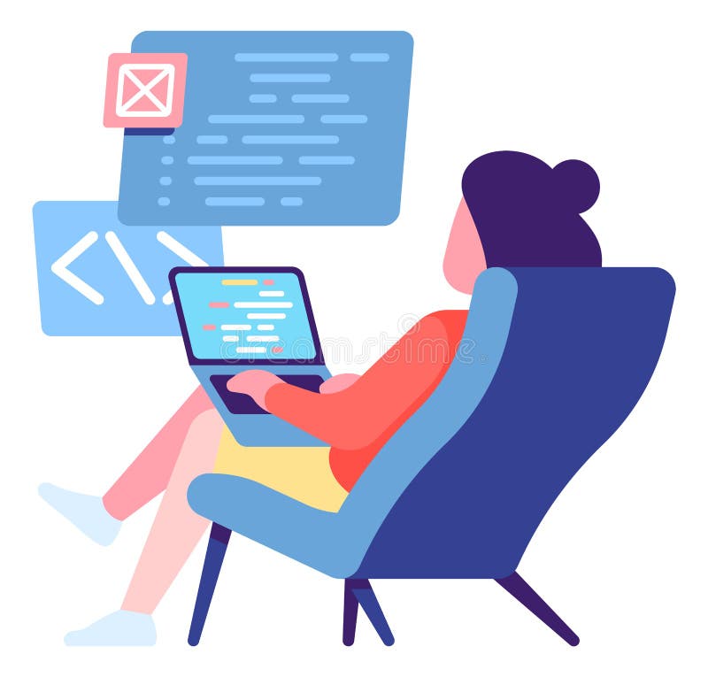 Man and Woman Coding Together. Pair Programming Concept Stock Vector ...