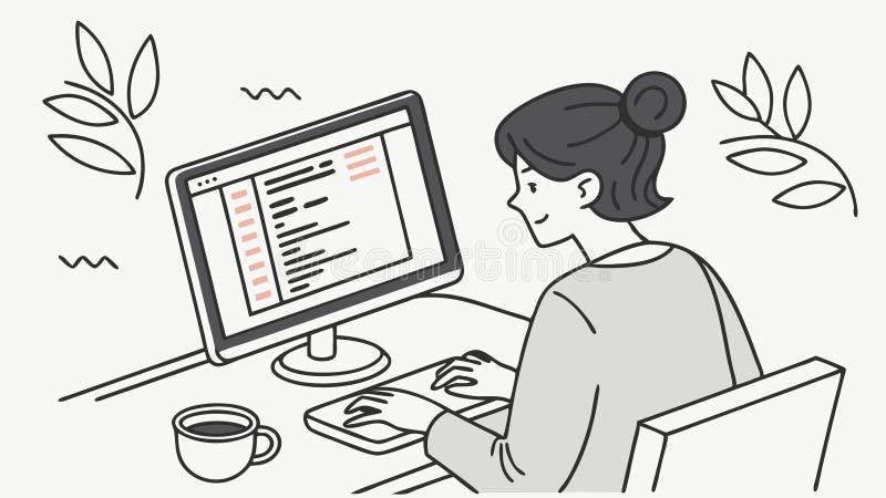 Woman Programming on Laptop, Software Development, Vector Design Generative AI Stock Vector ...