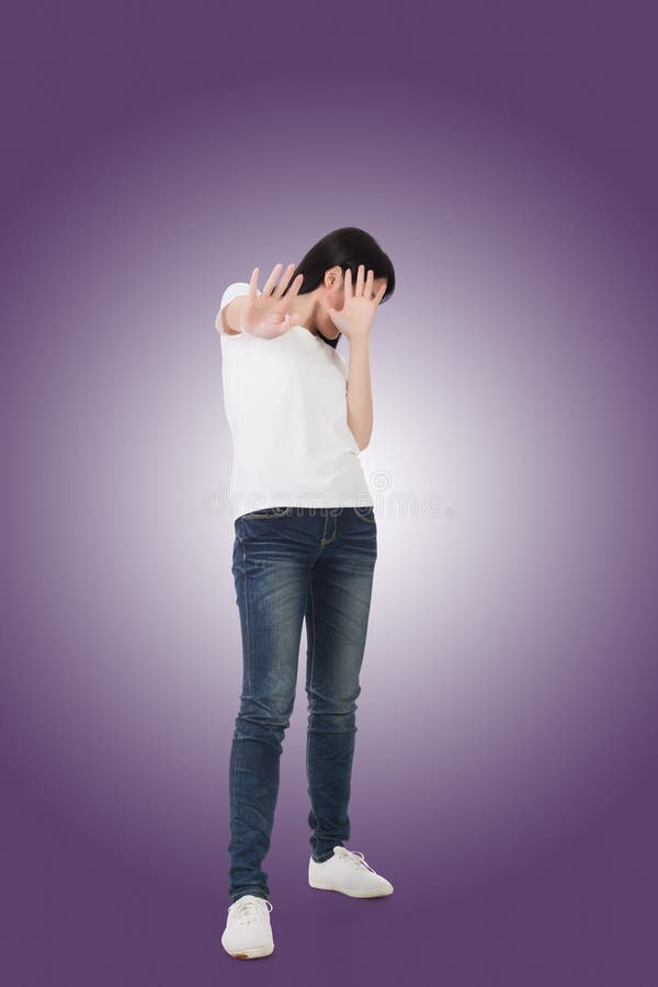 Woman Protect or Hide Her Face Stock Image - Image of reject, security ...