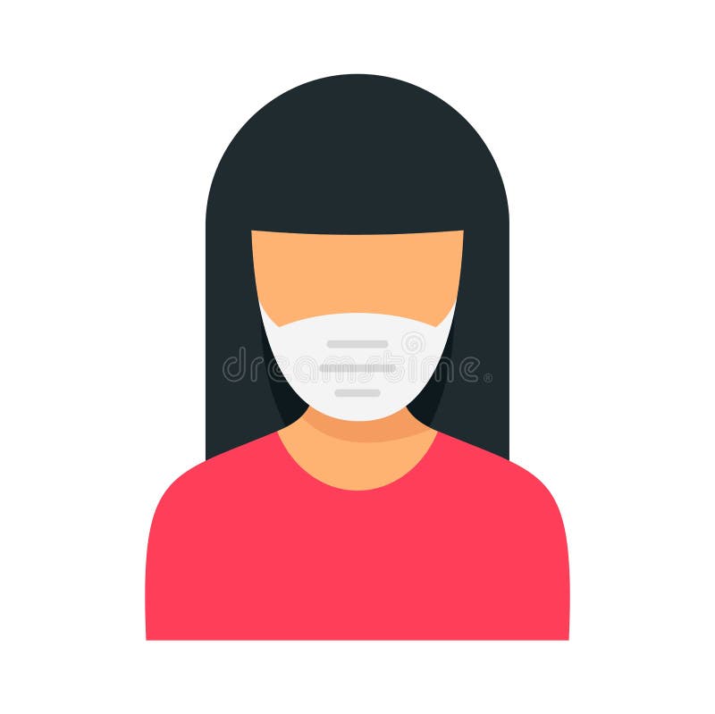 Woman Protect Mask Icon Flat Isolated Vector Stock Illustration ...