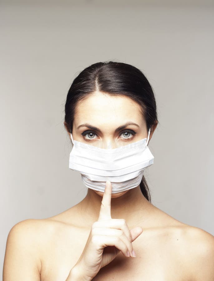 Woman With Protective Mask Saying Shh Stock Photo - Image of silence ...