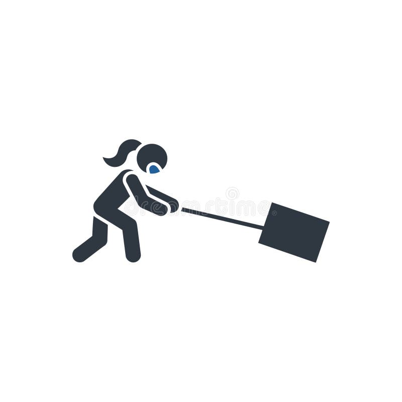 Woman Pulling Heavy Object Icon Stock Vector - Illustration of heavy ...