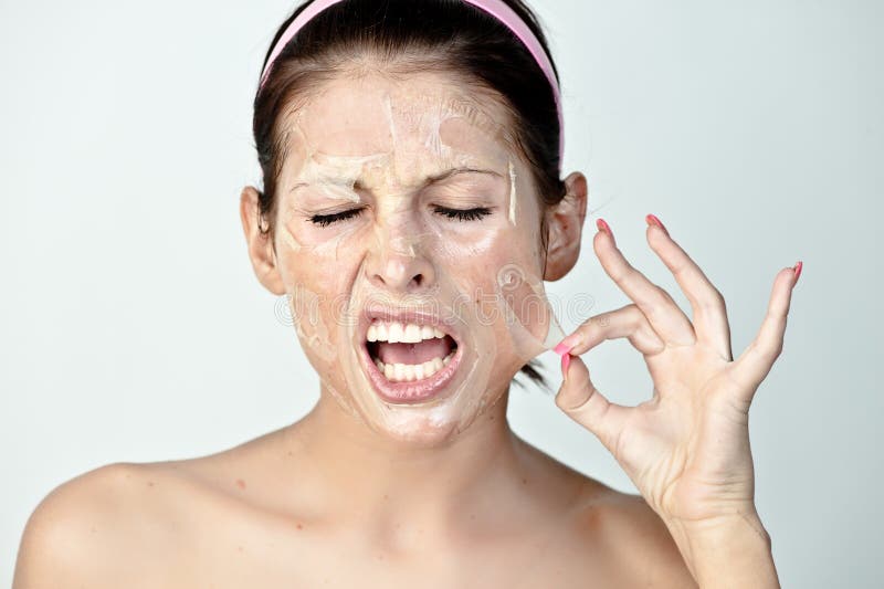 Woman pulling on skin stock image. Image of woman, regeneration - 9305673