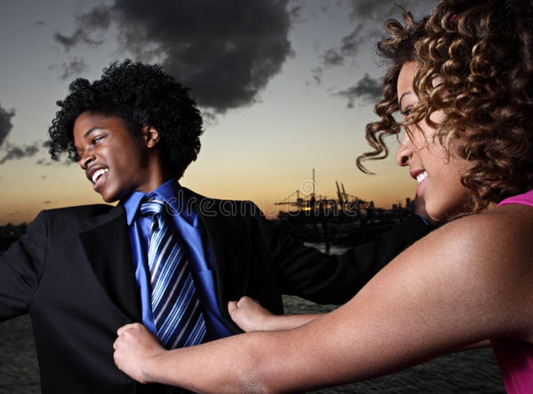 Woman pushing a man stock image. Image of dispute, businessman - 7445003