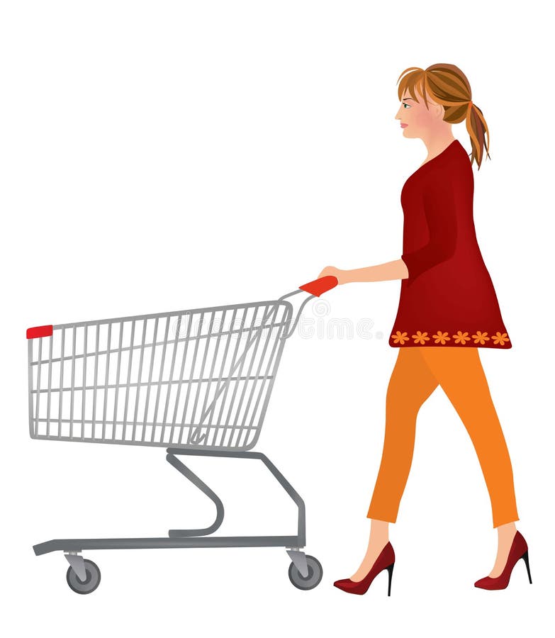 Woman Pushing Object Stock Illustrations – 176 Woman Pushing Object ...