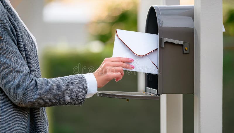 Woman Putting Envelope in Mailbox Stock Photo - Image of alternatives ...