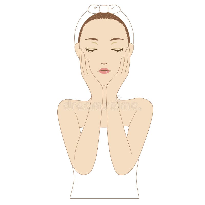 Woman Putting Her Hands on the Cheek Stock Illustration - Illustration ...