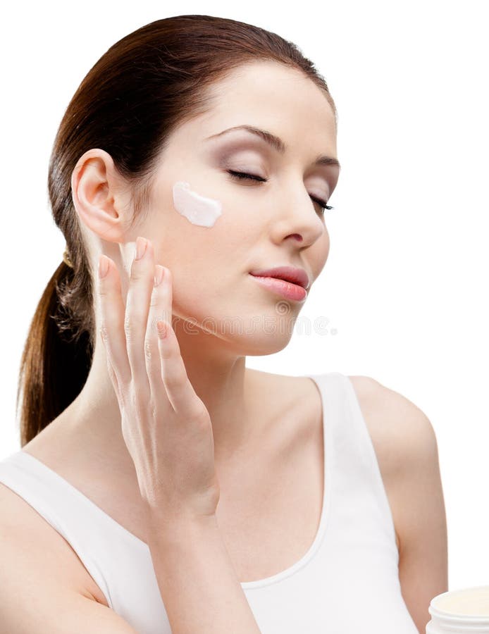 Beautiful Woman with Cream on Her Face Stock Image - Image of ...