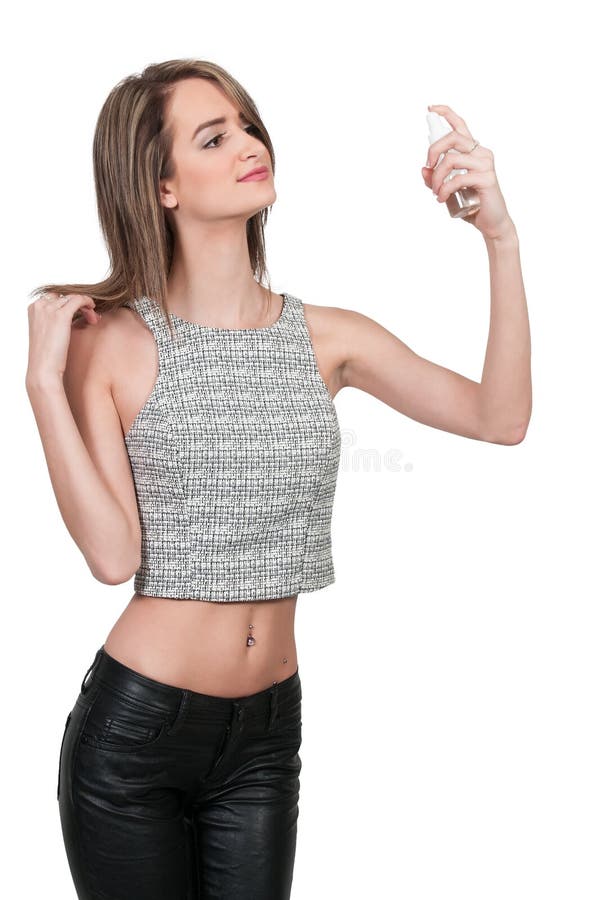 Woman putting on perfume stock image. Image of luxury - 48241741