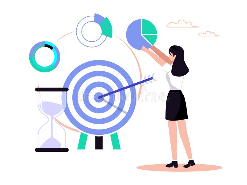 Woman is Putting Up a Business Chart. Vector Illustration of Business ...