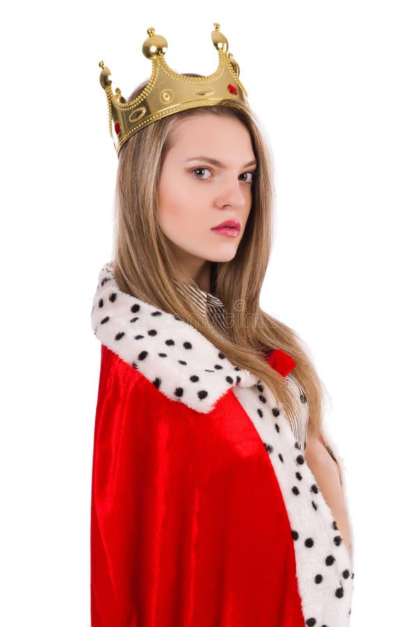 Woman Queen Isolated on White Stock Photo - Image of monarchy, golden ...