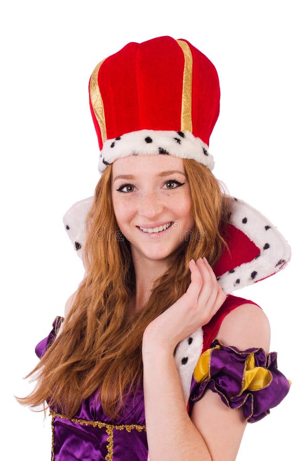 Woman Queen Isolated on White Stock Photo - Image of monarch, formal ...