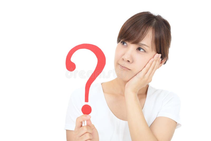 Woman with a question mark stock image. Image of mark - 139422899