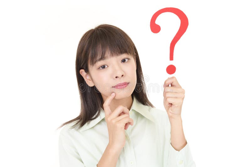 Woman with a question mark stock image. Image of cute - 139326559