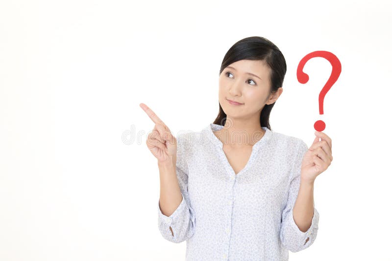 Woman with a question mark stock photo. Image of japanese - 135437128