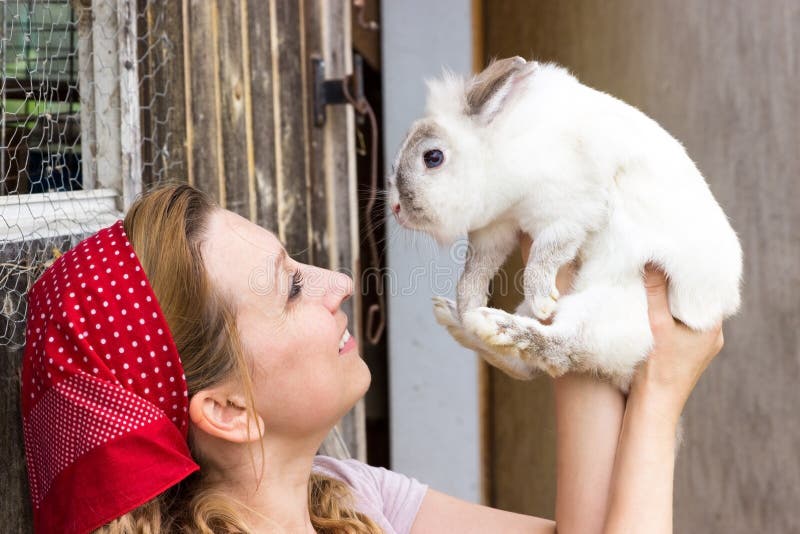 Woman with a rabbit stock image. Image of caucasian, concept - 69316883