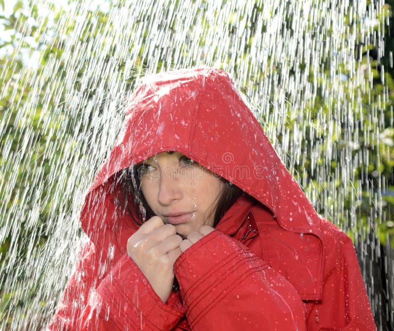 Woman in rain stock image. Image of raindrops, brash - 45022375