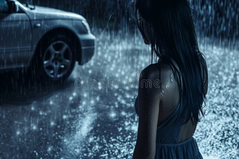 Woman in Rain, Staring at a Flat Tire with No Spare Stock Photo - Image ... Woman in Rain, Staring at a Flat Tire with No Spare Stock Photo - Image ...
