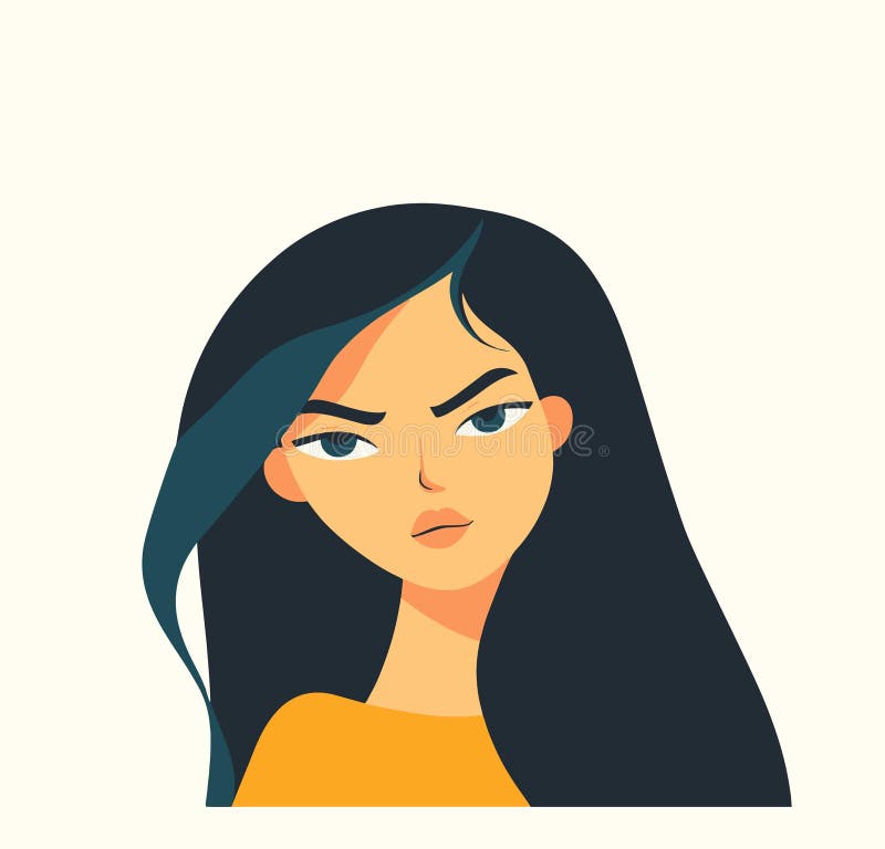 Woman Raising an Eyebrow Curious Expression Minimal Vector Stock ...
