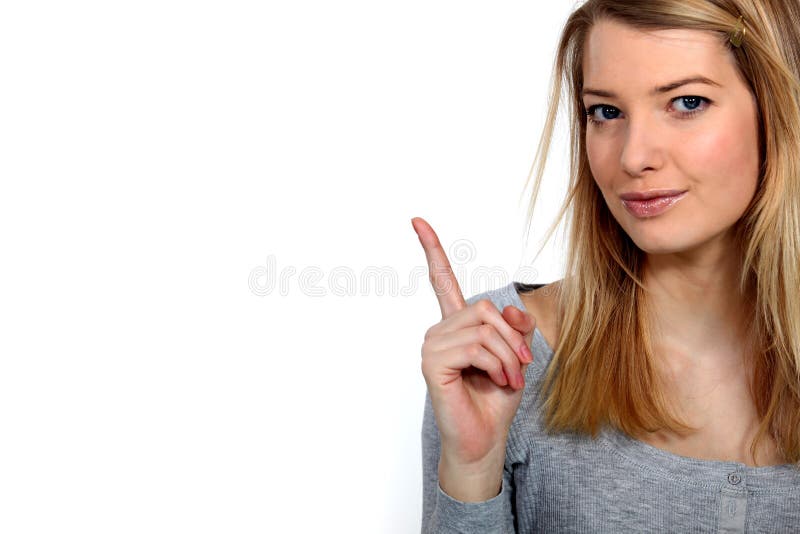 Woman raising her finger stock image. Image of hand, fashion - 27190963
