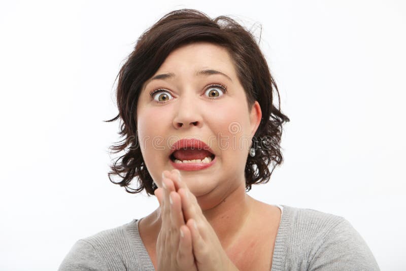 Woman Reacting in Shock and Horror Stock Photo - Image of mouth, studio ...