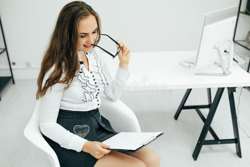 Woman Read a Report in Office Stock Photo - Image of portrait, modern ...