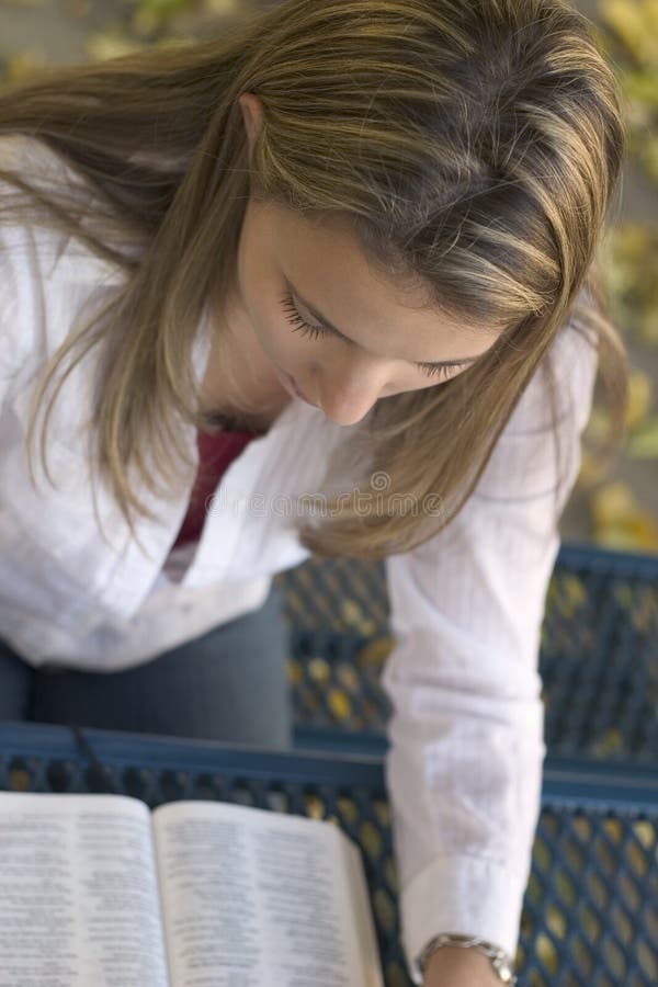 Woman Reading Bible stock image. Image of girl, afro - 11583861