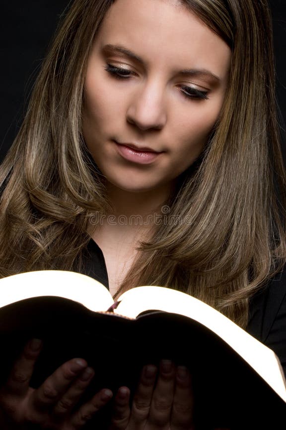 Woman Reading Bible stock image. Image of dark, pray, person - 8829961