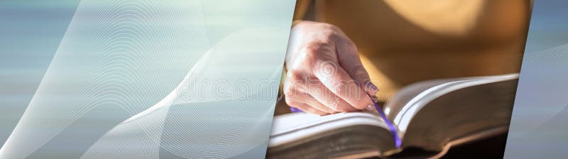 Woman Reading the Bible, Hard Light; Panoramic Banner Stock Image ...