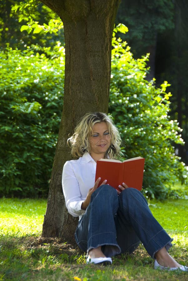 Woman reading book stock image. Image of reading, outside - 9486945