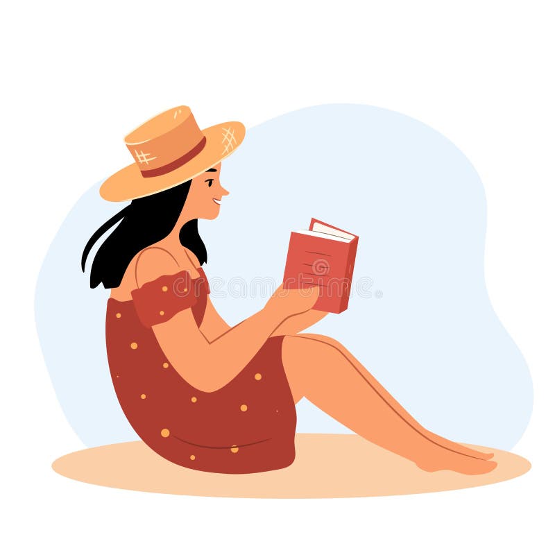 Beach Book Cartoon Reading Woman Stock Illustrations – 175 Beach Book ...