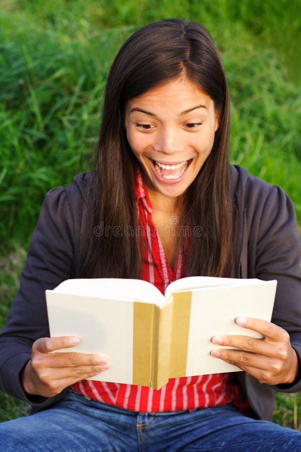 Woman Reading a Book Excited Stock Image - Image of adult, novel: 10645295