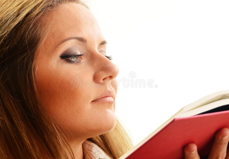 Woman Reading a Book. Female Student Learning Stock Image - Image of ...