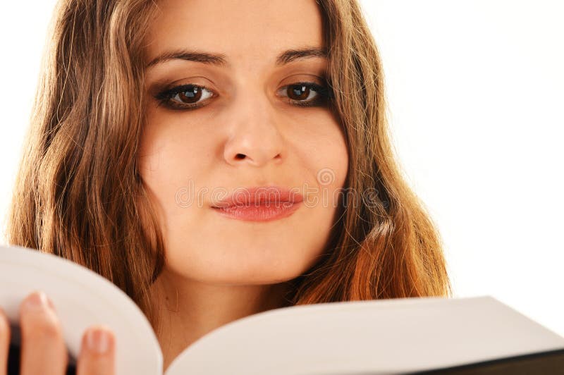 Woman Reading a Book. Female Student Learning Stock Image - Image of ...