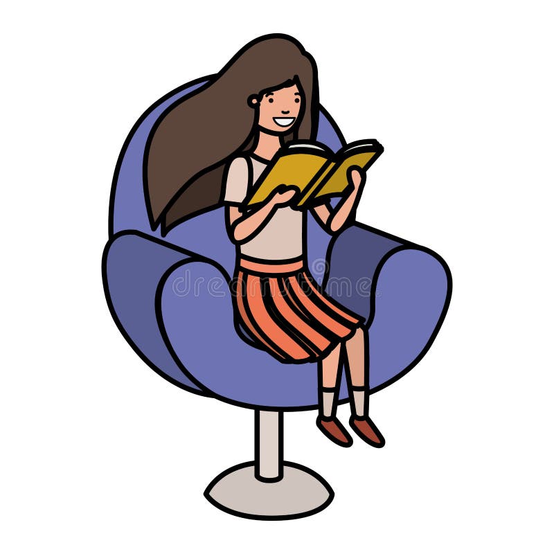 Woman Reading Book in the Sofa Avatar Character Stock Vector ...